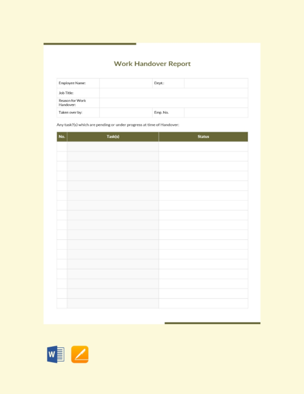 Free 35+ Handover Report Templates in MS Word, PDF, Google Docs, Pages