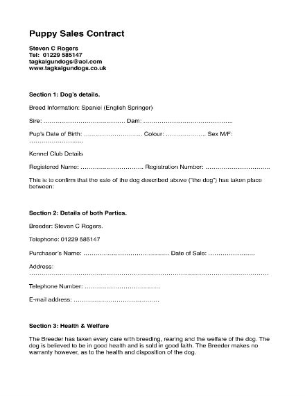 8 Puppy Sales Contract Templates Word Google Docs Apple Pages