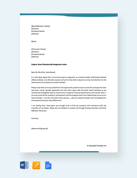 Membership Resignation Letters Template - 15+ Word, PDF Format Download