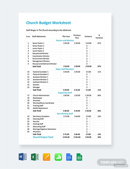 20 Church Budget Templates In MS Word PDF Excel Apple Pages 