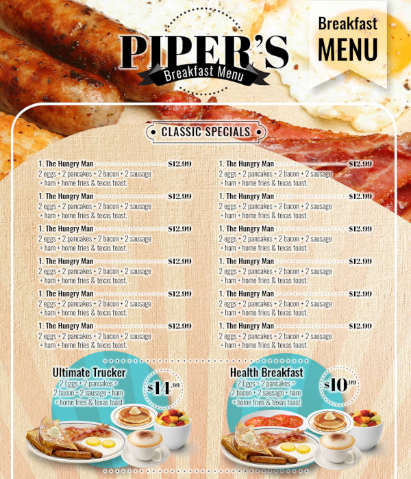 Breakfast Menu 11 Free Templates