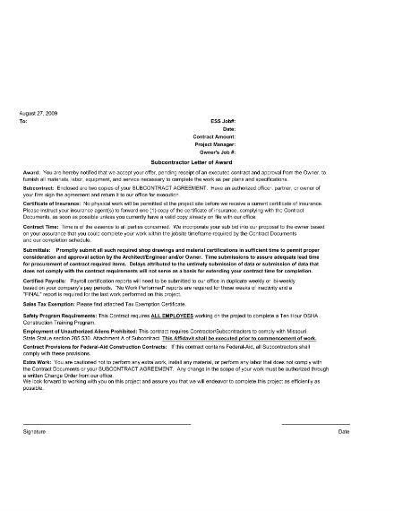12+ Awarding Contract Letter Templates