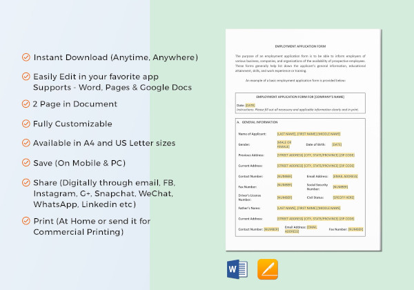 14+ Employment Application Forms - PDF