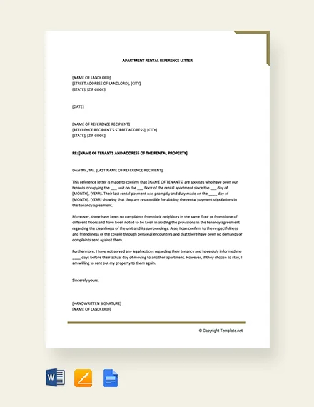 12+ Rental Reference Letter Templates - Free Sample, Example, Format ...