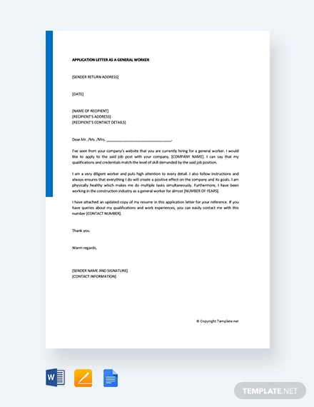 24 Sample Work Application Letters