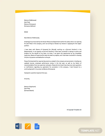 Cover Letter For Internal Job Promotion Database Letter Template 