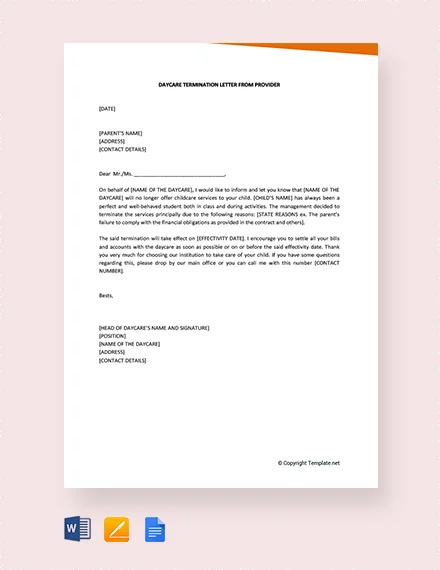 Daycare Termination Letter Templates - 15+ Free Sample, Example Format ...