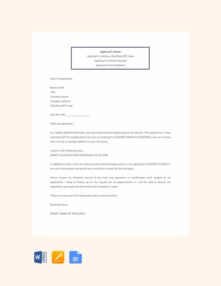 Free 14+ Sample Job Application Letter for Doctors