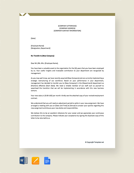 13+ Employee Transfer Letter Templates - DOC, PDF