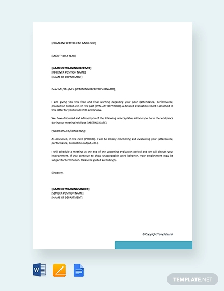First Warning Letter Templates - 14+ Free Word, PDF Format Download!