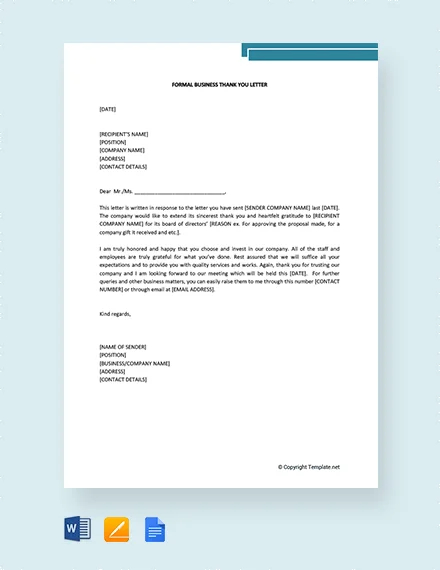 13+ Sample Formal Thank-You Letters - Word, PDF, Apple Pages