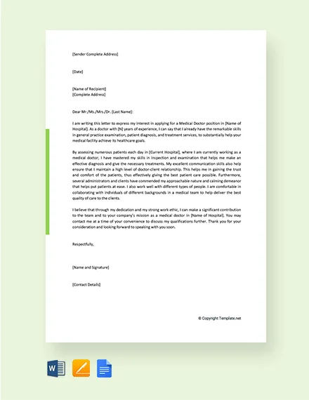Free 14+ Sample Job Application Letter for Doctors