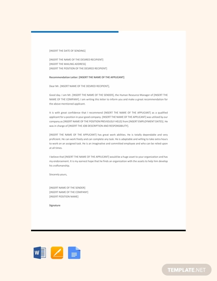 10+ Job Recommendation Letter Templates - DOC