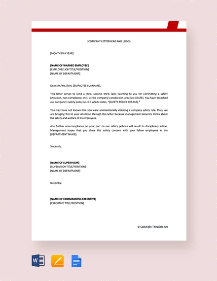 17+ Sample Safety Warning Letter Templates - PDF, DOC, Apple Pages