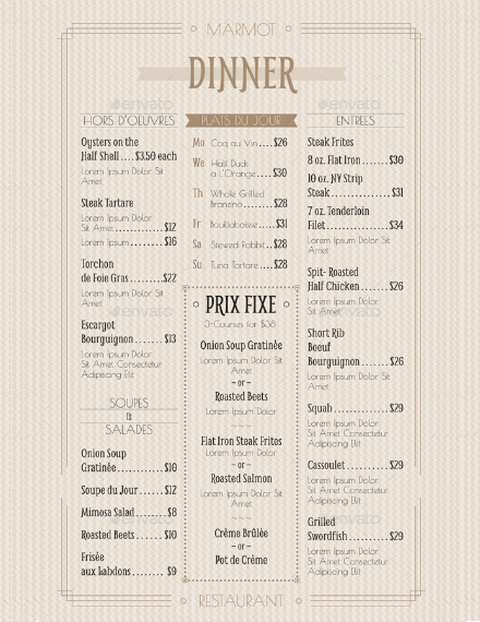 French Menu Template