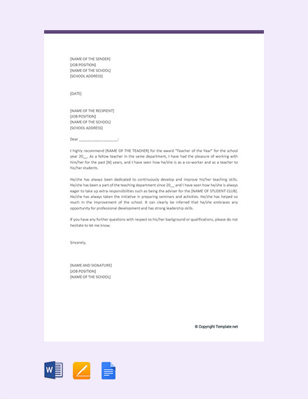 28+ Letters of Recommendation for Teacher - PDF, DOC
