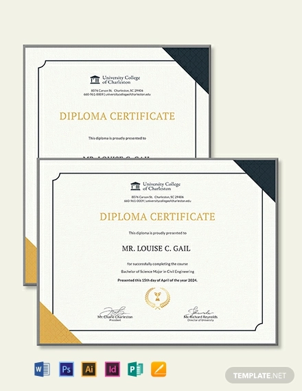 Diploma Certificate Template - 35+ Word, PDF, PSD, EPS, InDesign ...