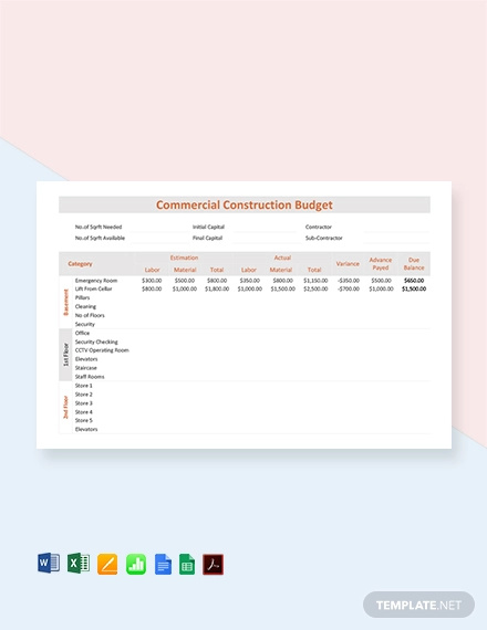 14+ FREE Construction Budget Templates - PDF, Excel, Word, Apple Pages ...