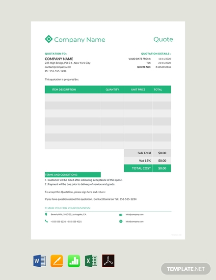 Free 33+ Quotation Templates In Excel