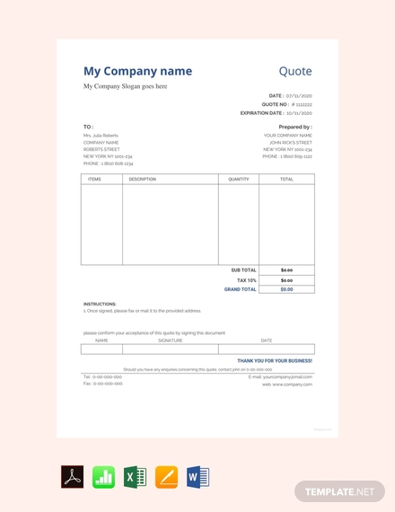 Free 33+ Quotation Templates In Excel