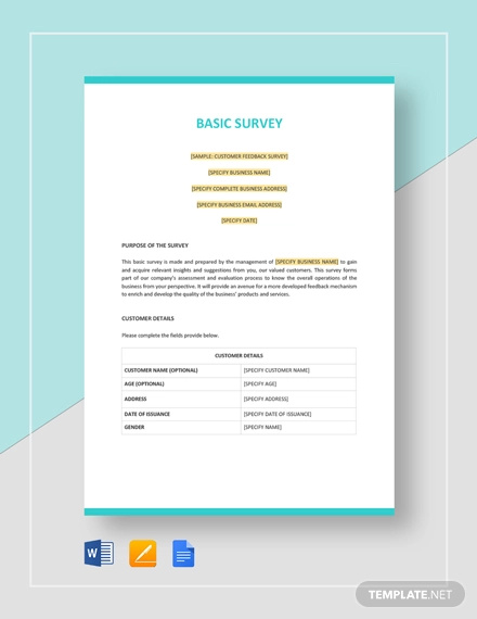 Survey Template – 211+ Free Word, Excel, PDF Documents Download
