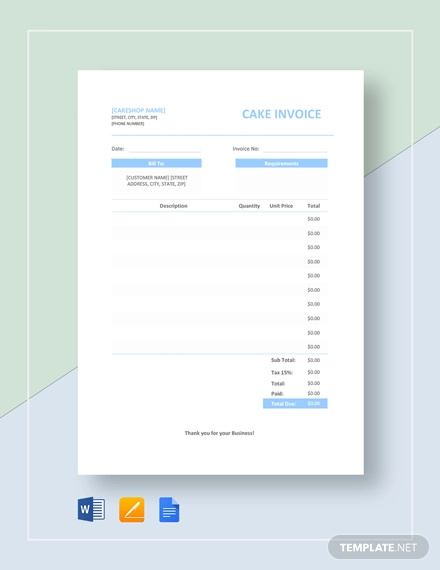 Bakery Invoice Templates - 16+ Free Word, Excel, PDF Format Download