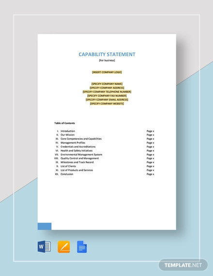 14+ Capability Statement Template - Word, PDF, Google Docs, Apple Pages