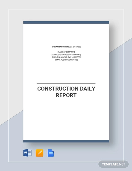 38+ FREE Sample Construction Report Templates - Word, Docs, Pages