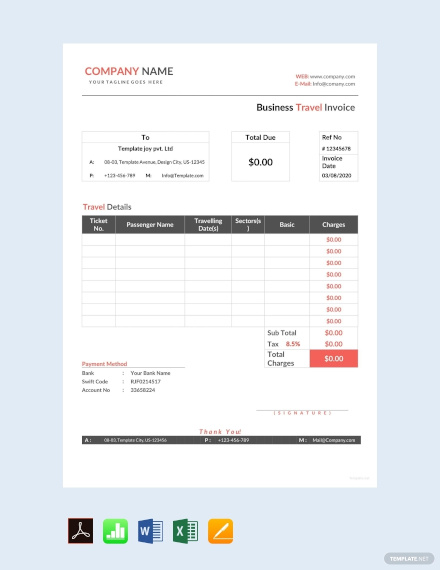 26+ Travel Invoice Templates - PDF, Docs, Excel