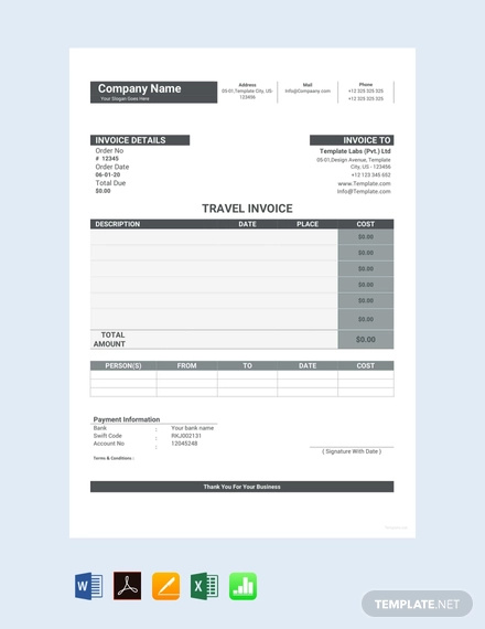 26+ Travel Invoice Templates - PDF, Docs, Excel