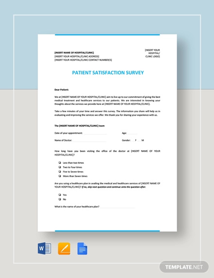 9+ Patient Satisfaction Survey Templates - Word, PDF, Google Docs ...
