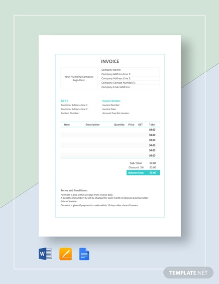 Plumbing Invoice Template - 8+ Free Word, Excel, PDF Format Download