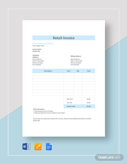Retail Invoice Template - 11+ Word, Excel, PDF Format Download!