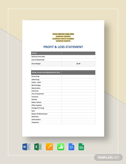 Profit Loss Statement 9 Free Word PDF Excel Format Free 