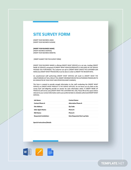 12+ Site Survey Templates – PDF, Word