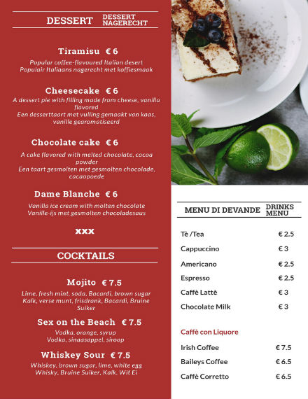 Dessert Menu 9 Free Templates