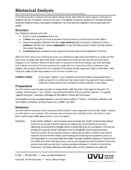  Rhetorical Analysis Paper Example Rhetorical Analysis Essay An 