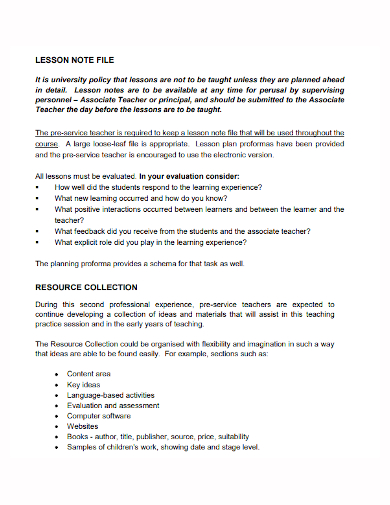 30+ Lesson Note Templates - PDF
