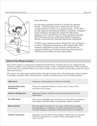 10+ Lesson Plan Templates for 1st Grade - PDF