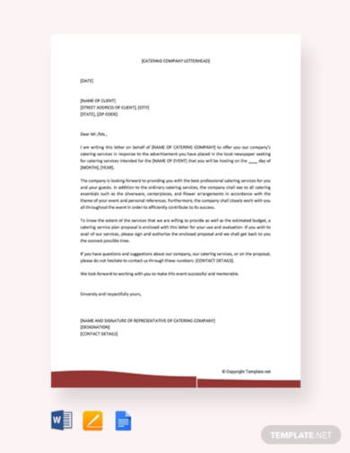 4+ Catering Proposal Letter Templates - Google Docs, Word, Pages