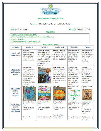13+ Best Infant Lesson Plan Templates - PDF