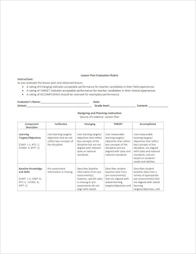 17 Best Lesson Evaluation Templates PDF