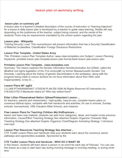 10 Best Lesson Plan Summary Templates PDF