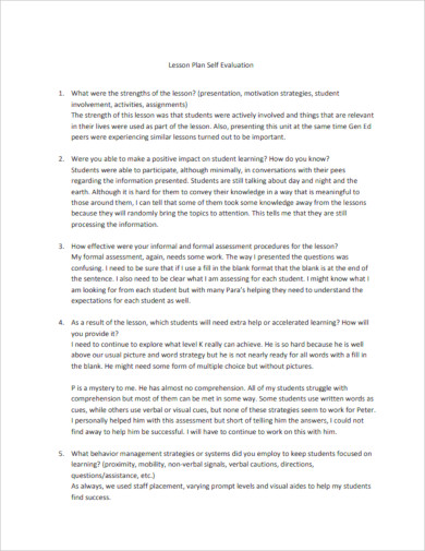 17 Best Lesson Evaluation Templates PDF