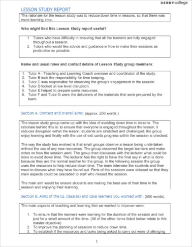 5+ Best Lesson Report Templates - PDF