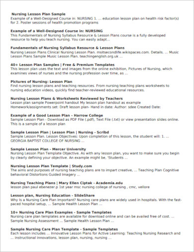 9+ Nursing Lesson Plan Templates - PDF