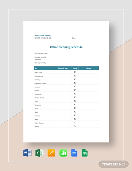 Office Cleaning Schedule Template - 11+ Free Word, PDF Format Download!