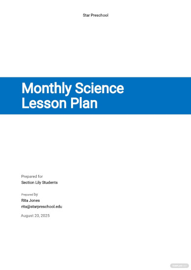 8+ Monthly Lesson Plan Templates - PDF