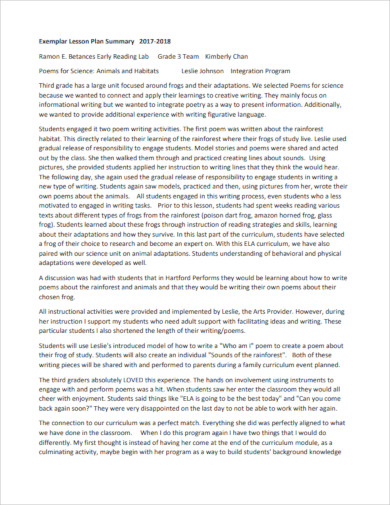 10 Best Lesson Plan Summary Templates PDF