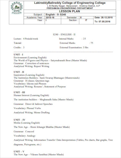 9+ Best College Lesson Plan Templates in MS Word | Google Docs | Apple ...